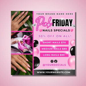 Pink Friday Specials Flyer, DIY Flyer Template Design, Nail Deals Flyer ...