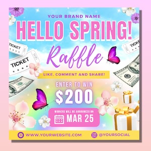 Spring Raffle Flyer, DIY Flyer Template Design, Spring Giveaway Flyer ...