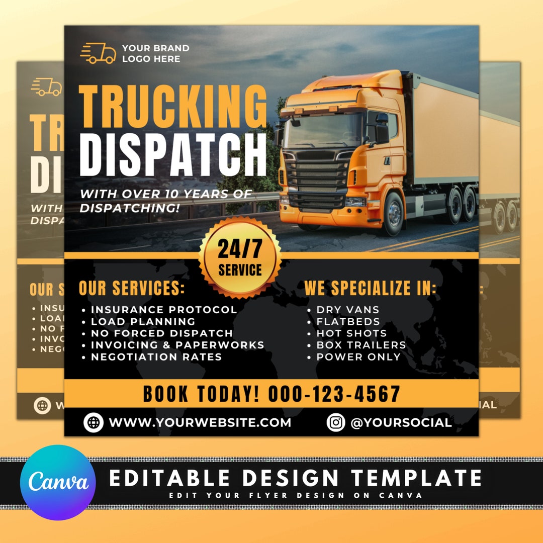 Trucking Dispatch Flyer, DIY Flyer Template Design, Transportation ...