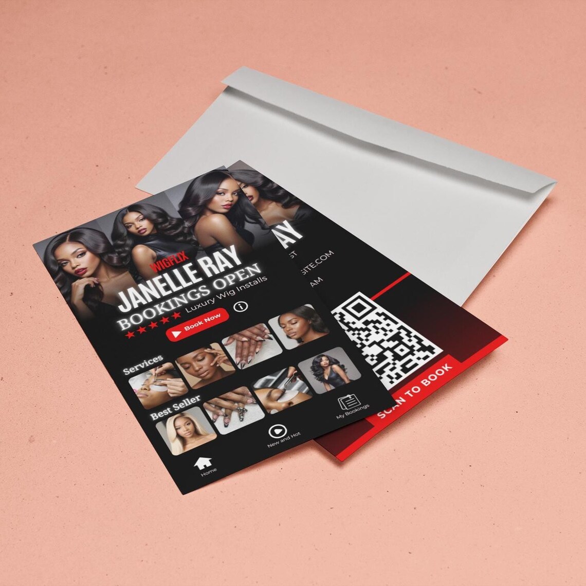 Netflix Business Cards, Luxury Wig Stylist Call Card Template, Editable ...