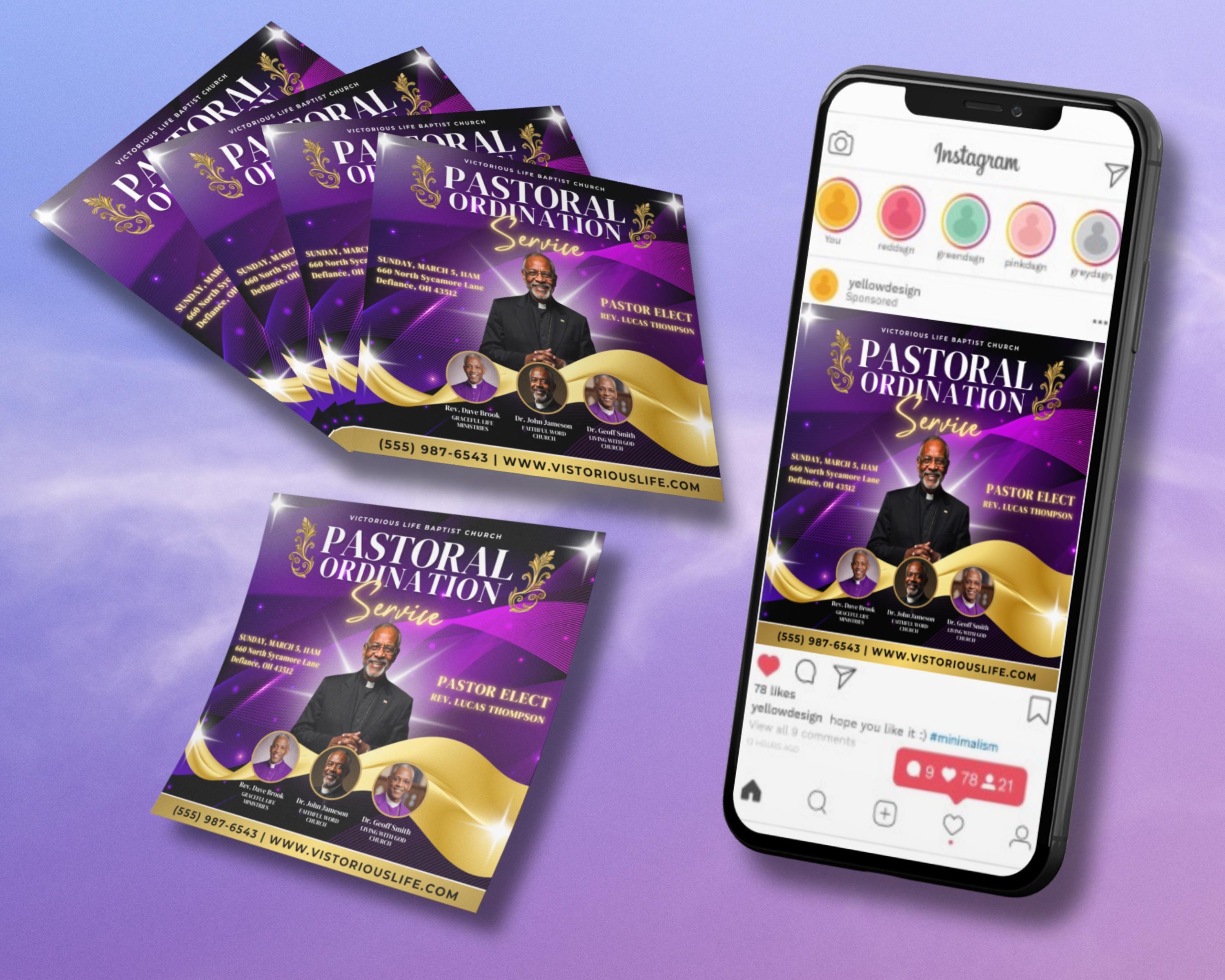Pastoral Ordination Flyer, DIY Flyer Template Design, Ordination ...