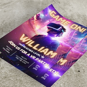 VR Birthday Invitation Flyer, DIY Flyer Template Design, Virtual ...