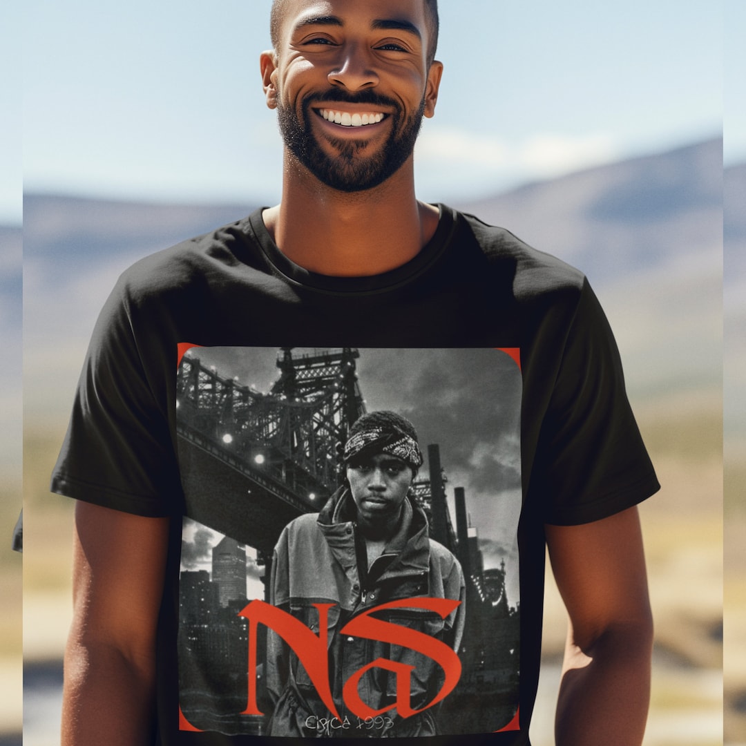 Nas Circa 1993 Tee | Rare B&W of Hip-hop Music Legend Nas Shirt ...