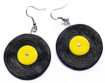 Vinyl Record Clay Earrings 80's Style Jewelry - Etsy