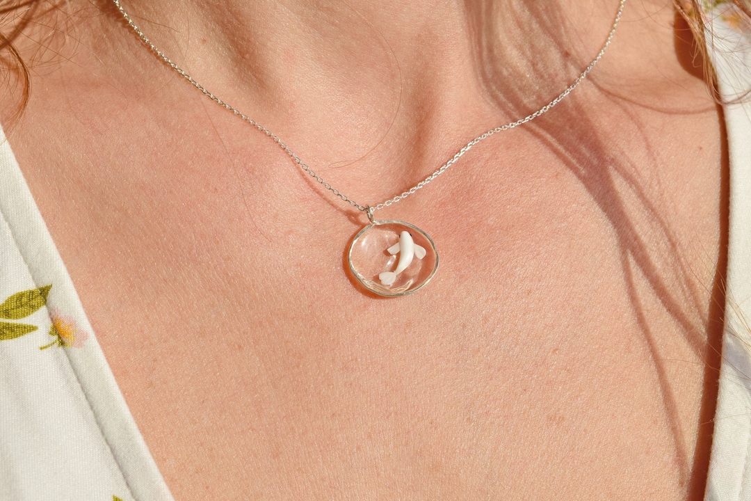 Koi Fish Necklace, Sterling Silver Chain, Silver Choker Necklace ...