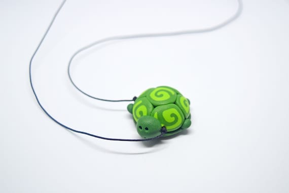 Turtle Necklace With Green Turtle Shell Pendant Animal | Etsy