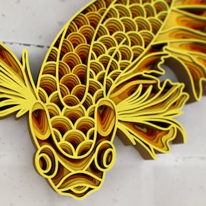 Golden Fish 3D Mandala Svg Files, Multilayer Panel for Laser Cutting ...