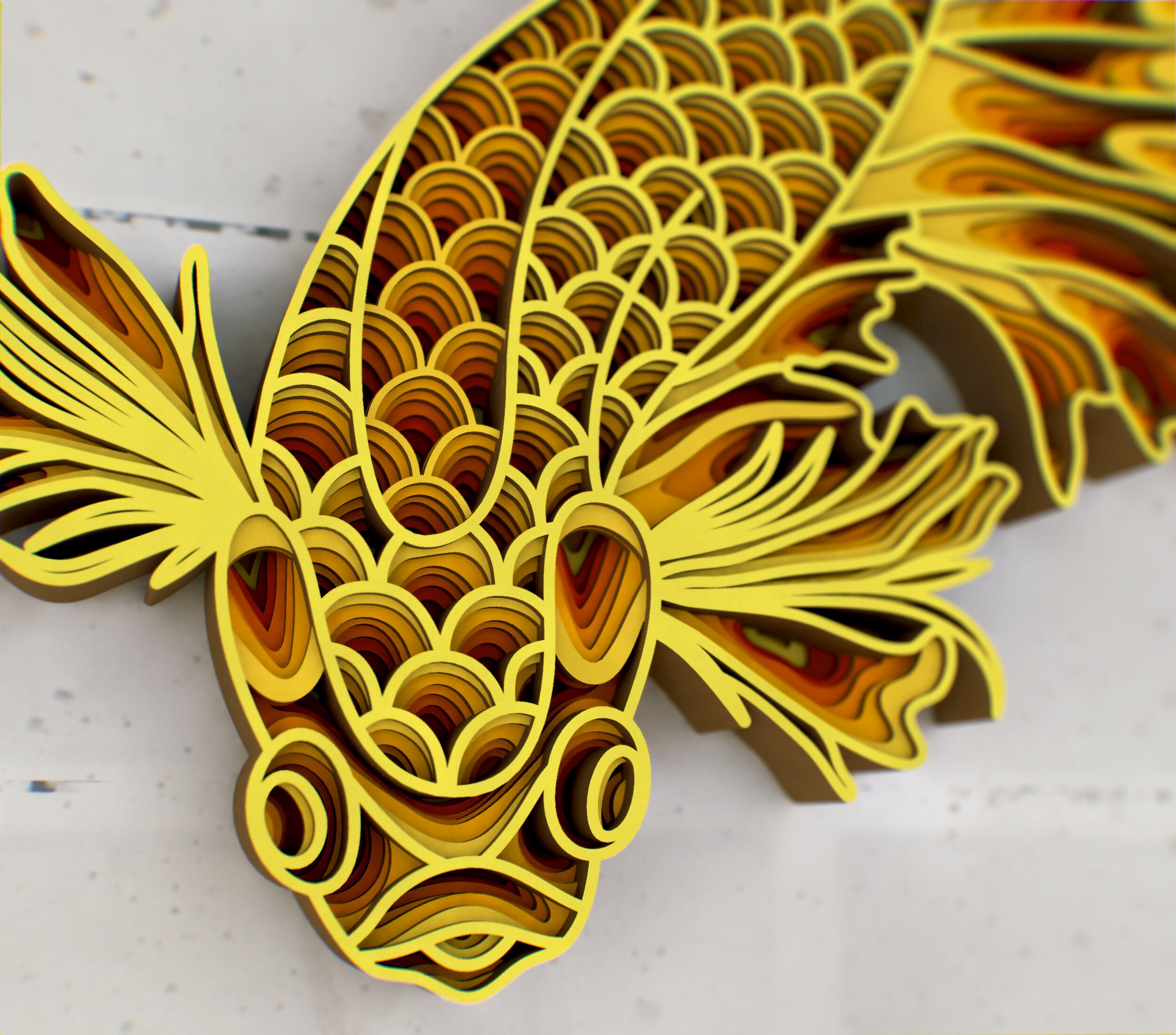 Golden Fish 3D Mandala Svg Files, Multilayer Panel for Laser Cutting ...