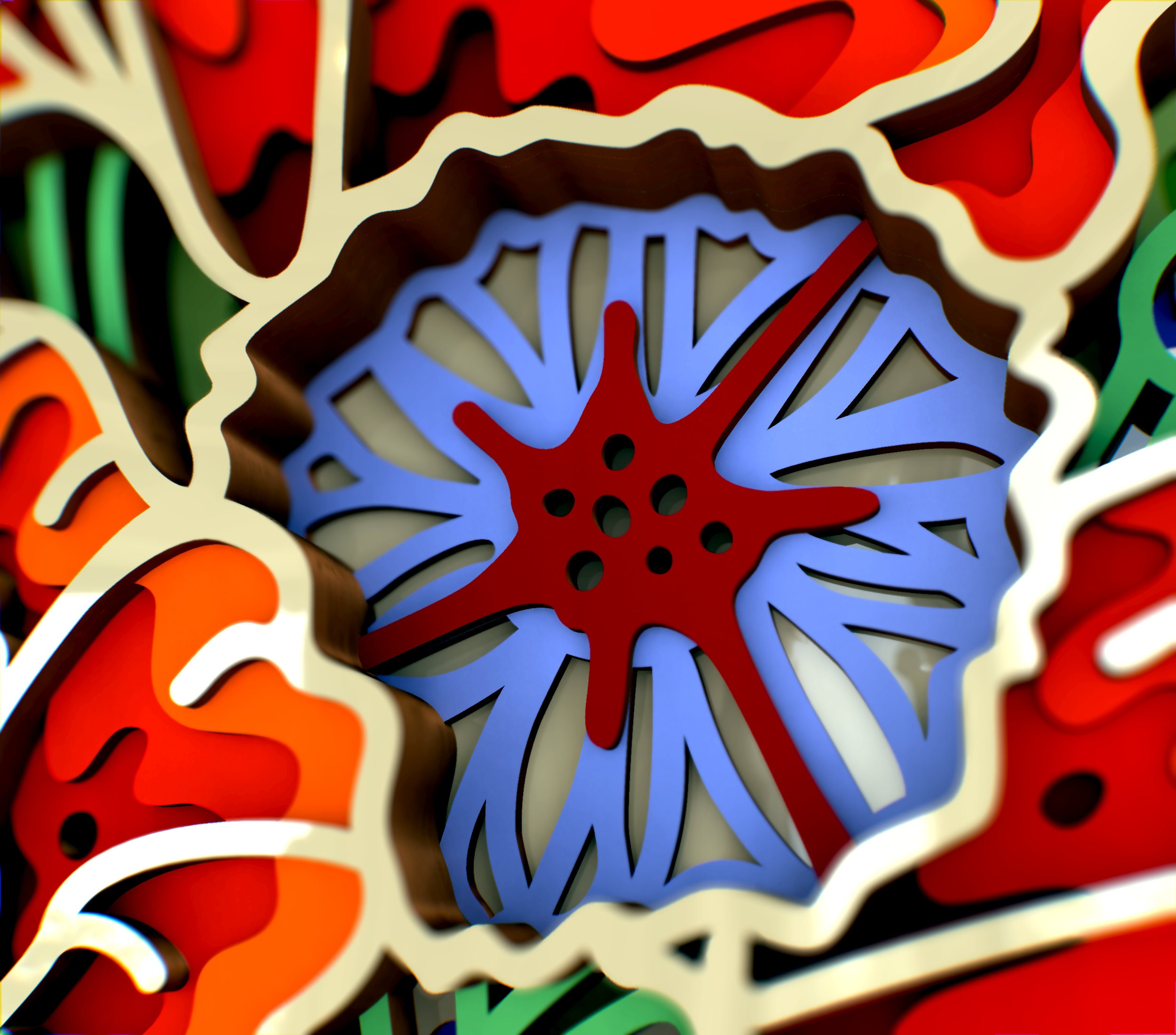 Poppies and Cornflowers 3D Mandala Svg Multilayer Panel for | Etsy UK