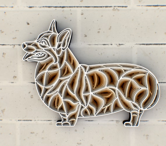 Dog Welsh Corgi Pembroke 3D Mandala Svg Files Multilayer | Etsy