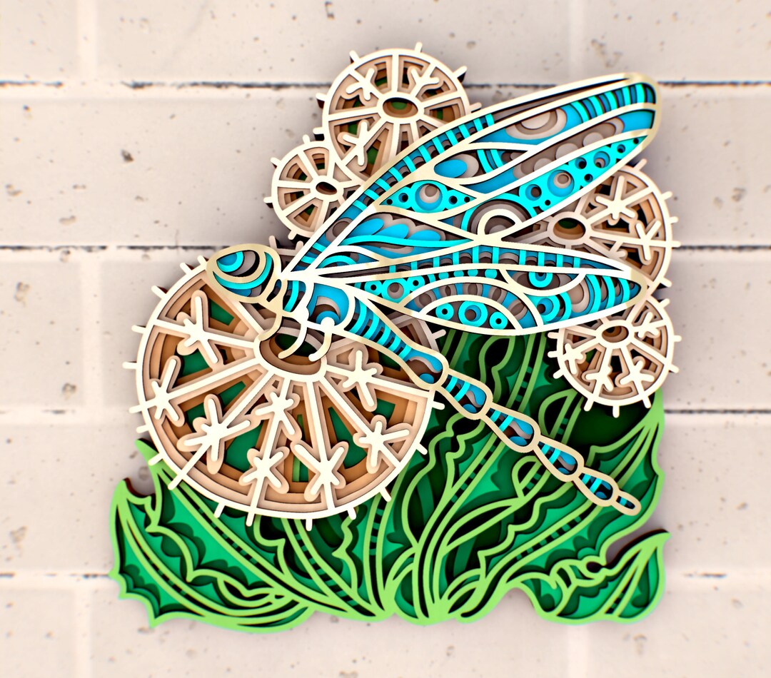 Dragonfly 3D Mandala Svg, Multilayer Panel for Laser Cutting, Layered ...