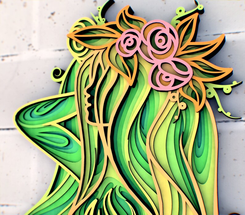 Spring Girl Zentangle Svg File, Multilayer Panel for Laser Cutting, SVG ...