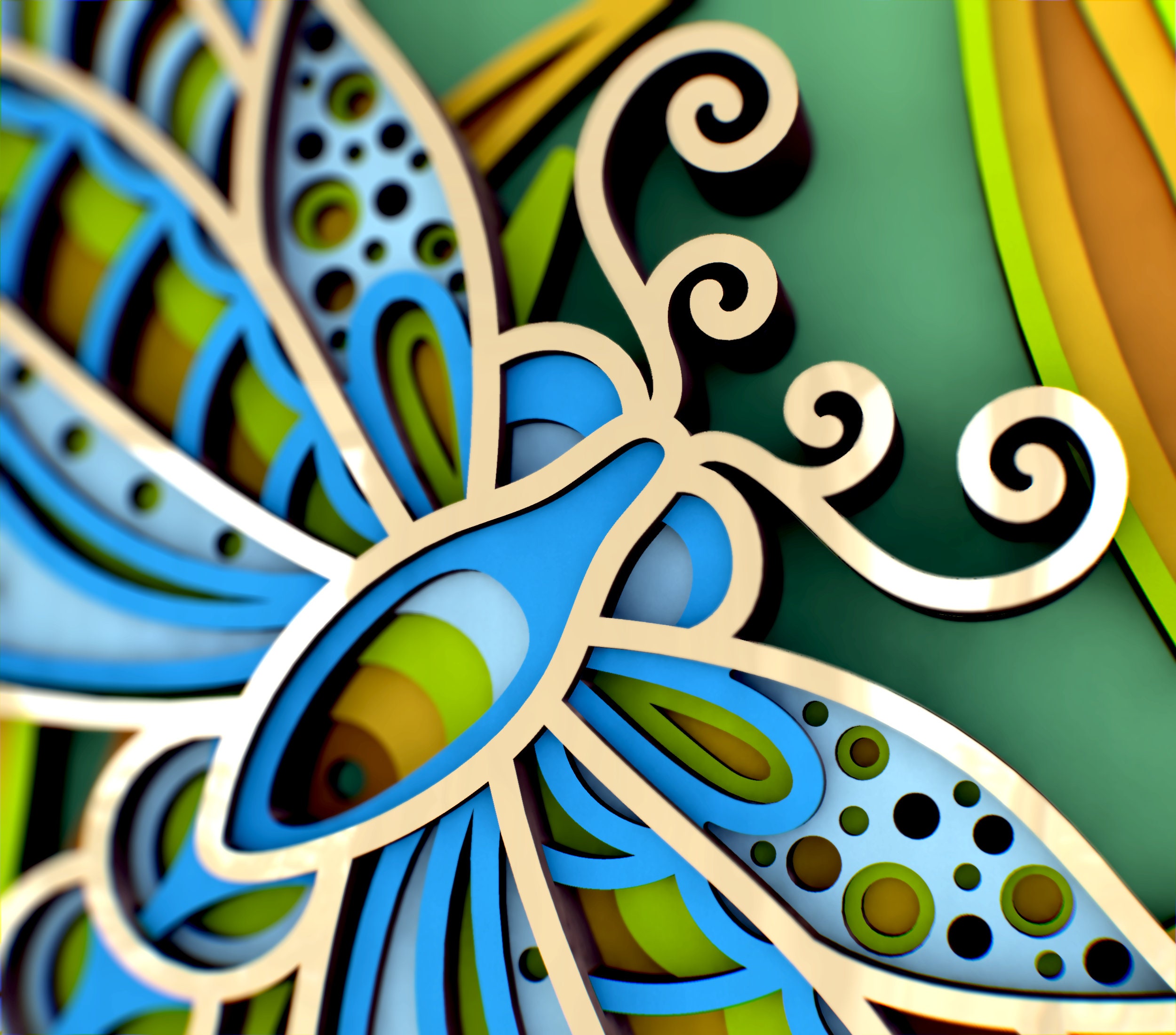Dragonfly on the Lake 3D Svg Mandala Files Multilayer Panel - Etsy