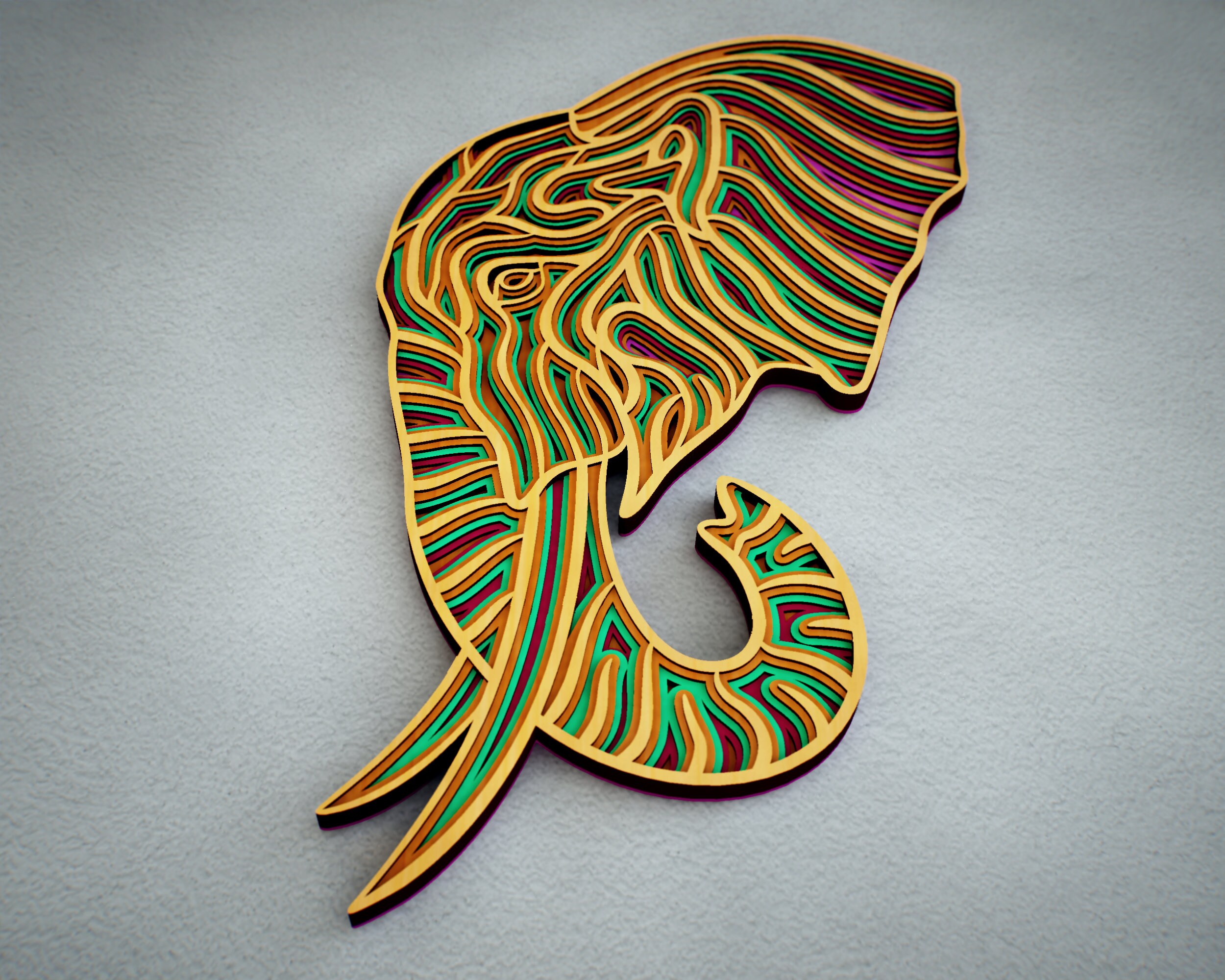 3D Elephant Zentangle SVG Files Multilayer Panel for Laser - Etsy Canada