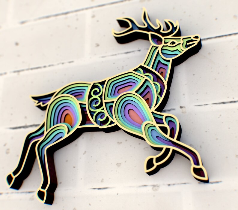 Christmas Deer 3D Mandala Svg Files, Multilayer Panel for Laser Cutting ...