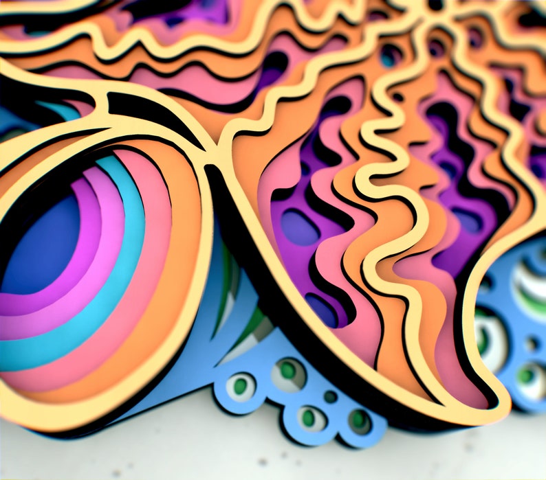 Seashells and Starfish 3D Mandala Svg Files Multilayer Panel - Etsy