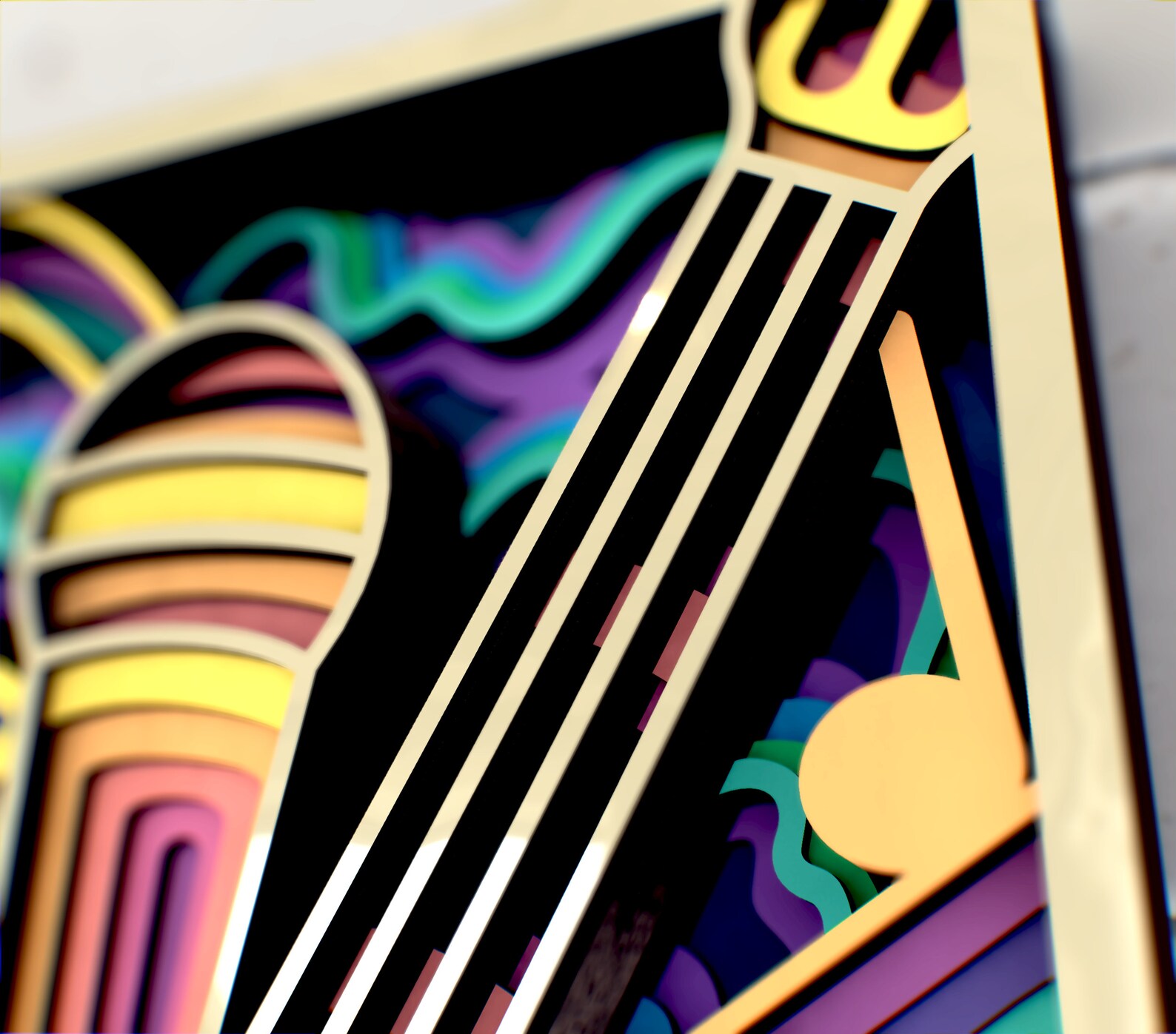 Musical Instruments 3D Mandala Svg, Multilayer Panel for Laser Cutting ...