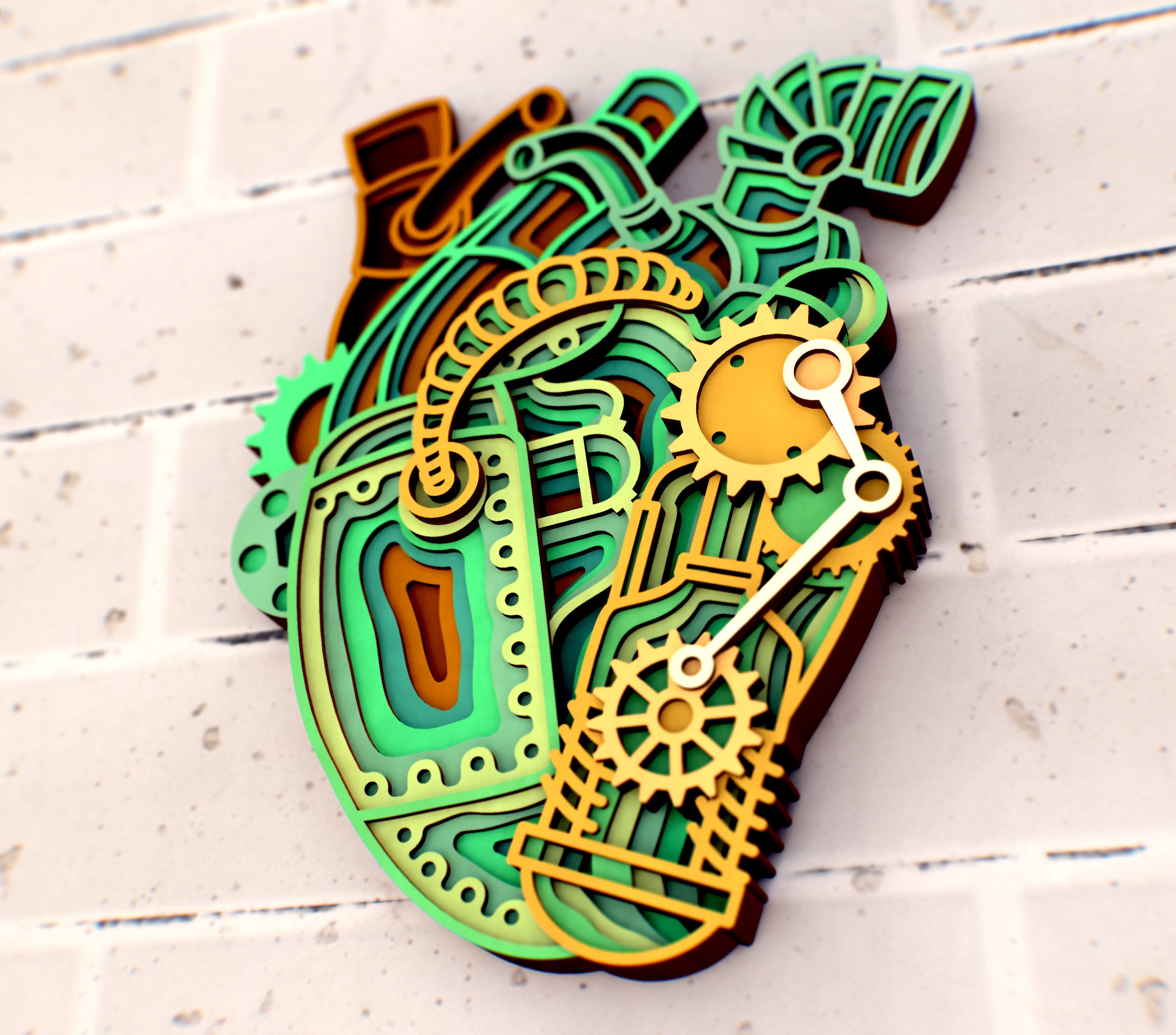 Mechanical Steam Heart Mandala Svg Multilayer Panel for Laser | Etsy