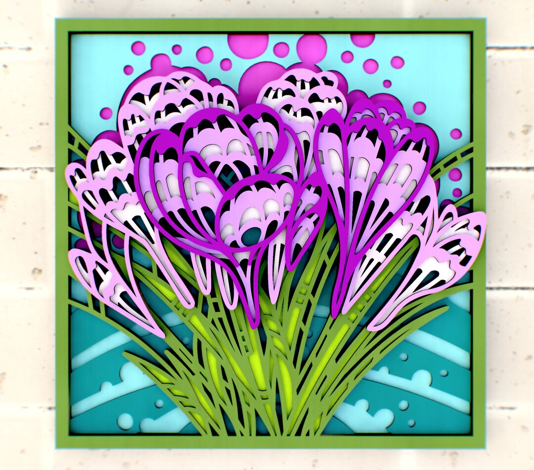Crocus Flowers Svg, Multilayer Papercraft Files for Cricut, Layered SVG ...