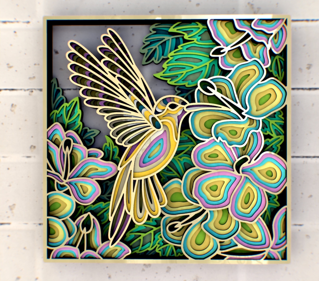 Hummingbird Colibri 3D Mandala Svg Files, Multilayer Panel for Laser ...