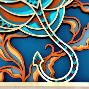 Stingray 3D Mandala Svg, Sea Animals Multilayer Panel for Laser Cutting ...