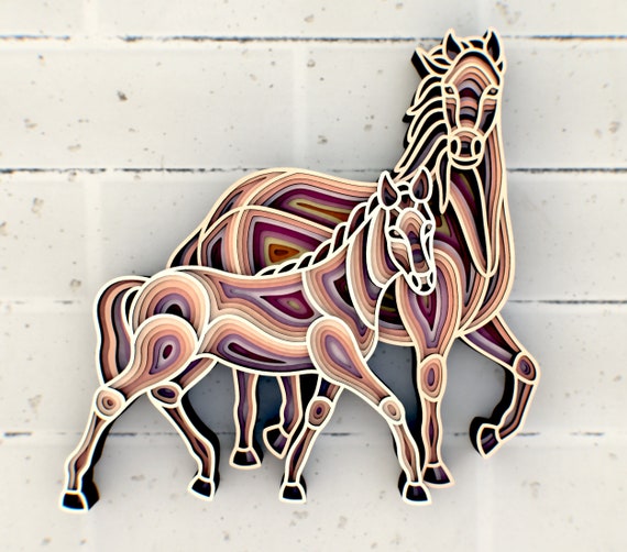 Horses Run Mom and Child Mandala Svg Multilayer Panel for - Etsy