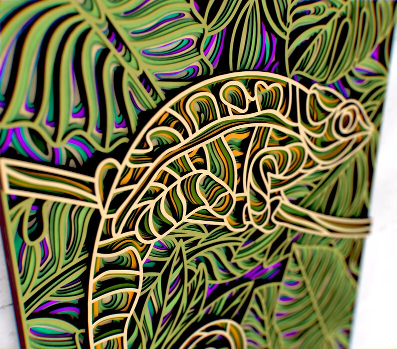 Chameleon 3D Zentangle Svg Files Multilayer Panel for Laser - Etsy