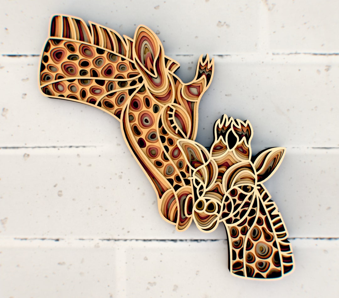 Giraffe Mom and Baby Mandala Svg, Multilayer Panel for Laser Cutting ...
