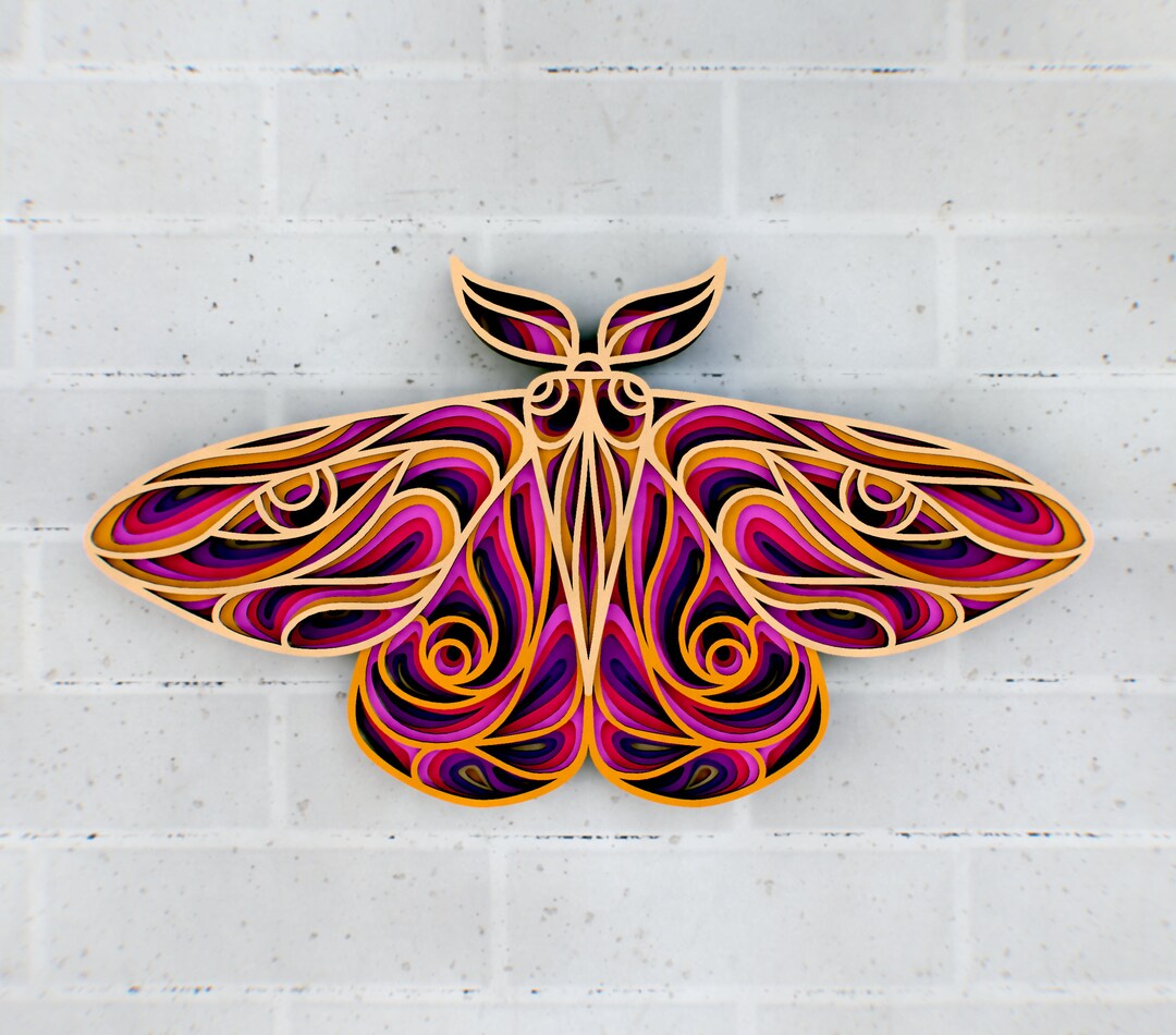 3D Emperor Moth Zentangle SVG — 3D Multilayer Panel, SVG Files for ...