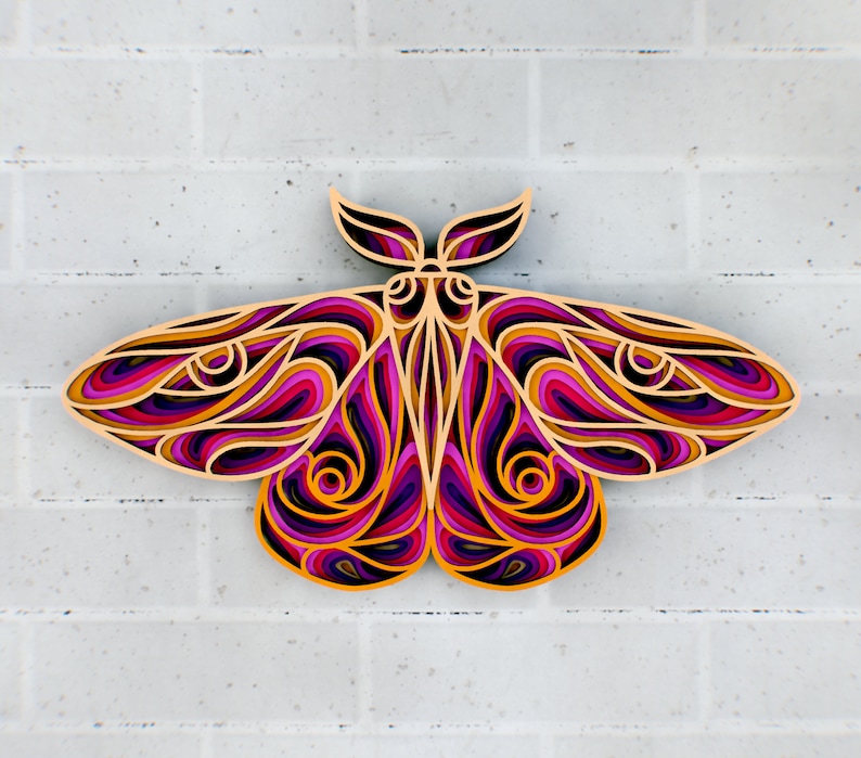 3D Emperor Moth Zentangle SVG 3D Multilayer Panel SVG Files - Etsy