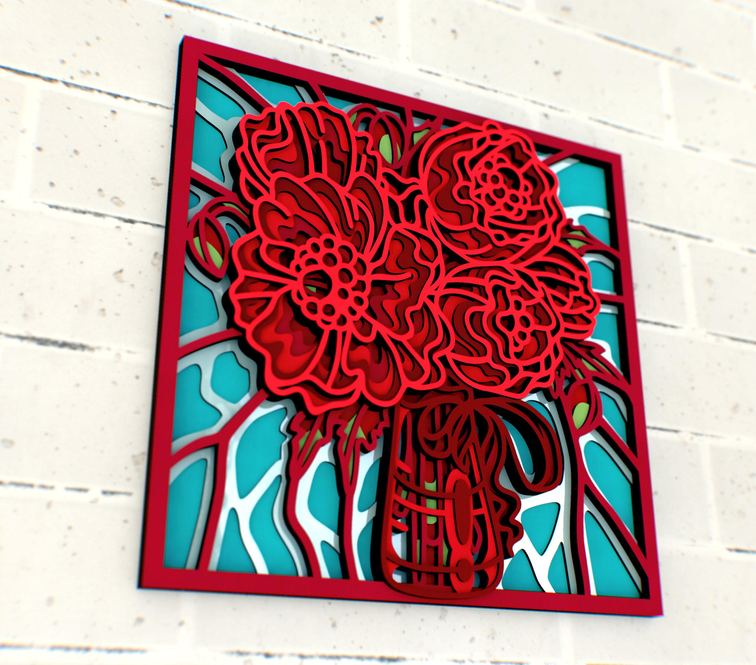 Bouquet of Poppies 3D Mandala Svg Multilayer Panel for Laser - Etsy