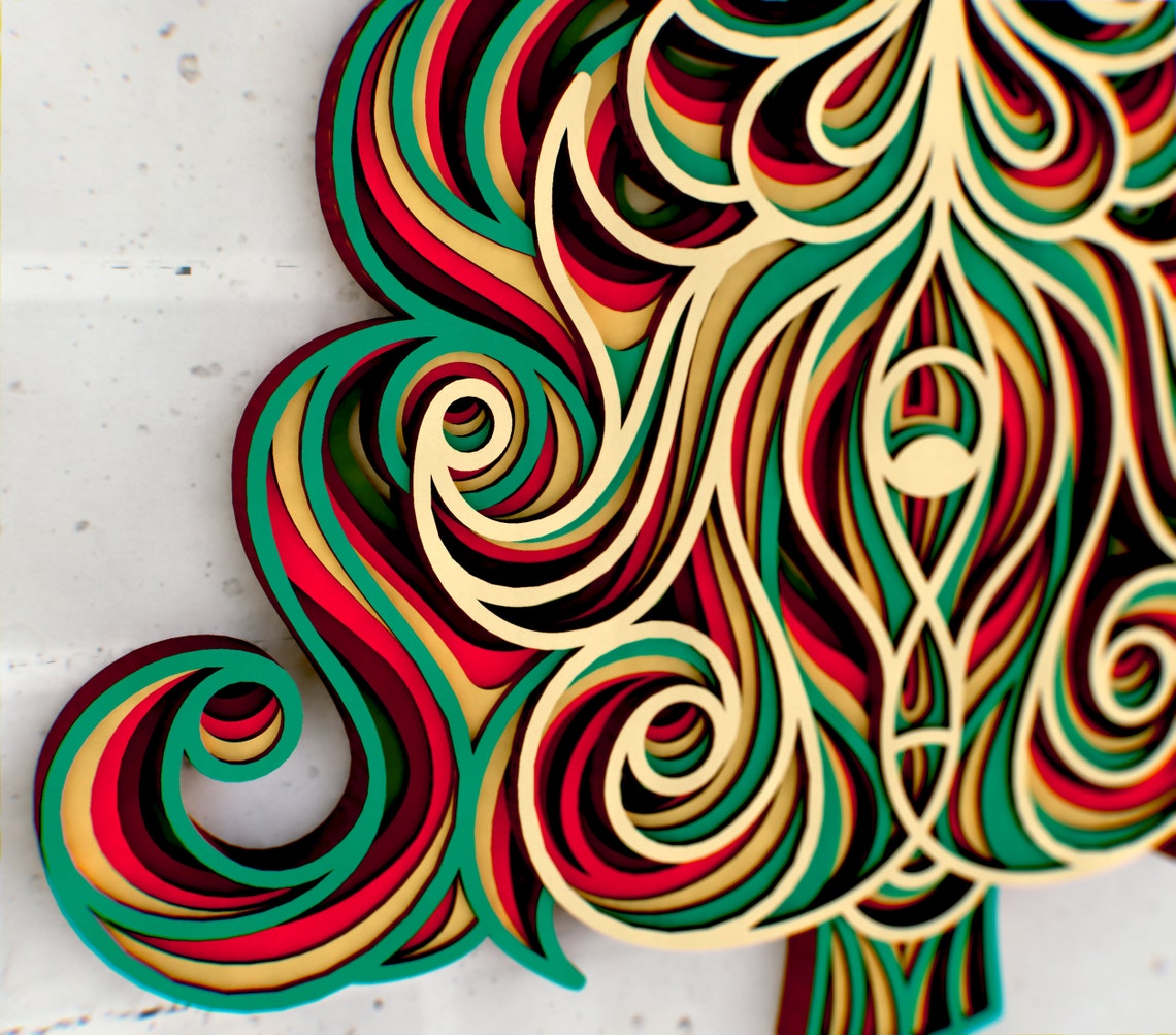 Christmas Tree 3D Zentangle svg files Multilayer Panel for | Etsy