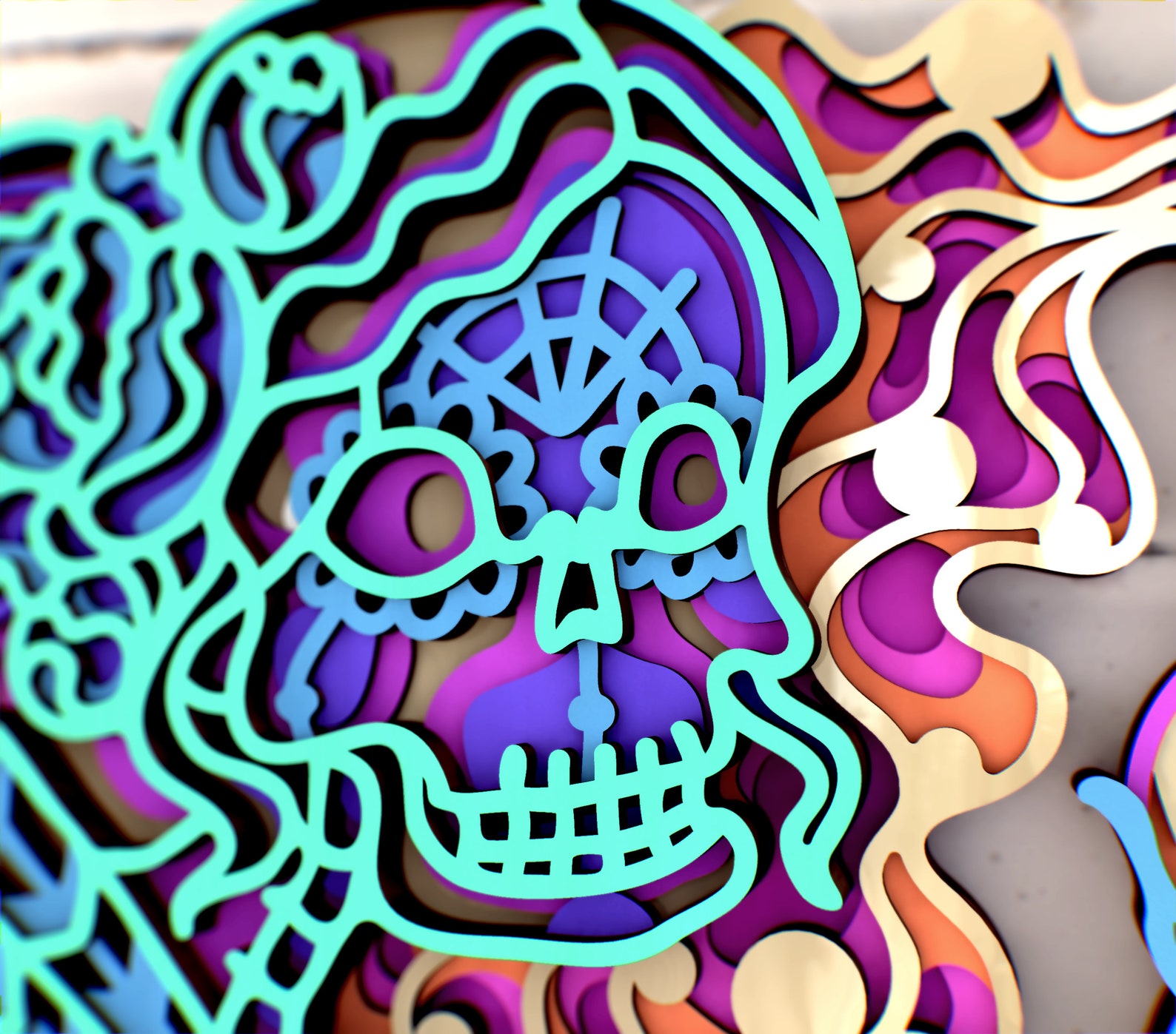 Skeleton Girl 3D Mandala SVG Files Halloween Pumpkin Svg | Etsy