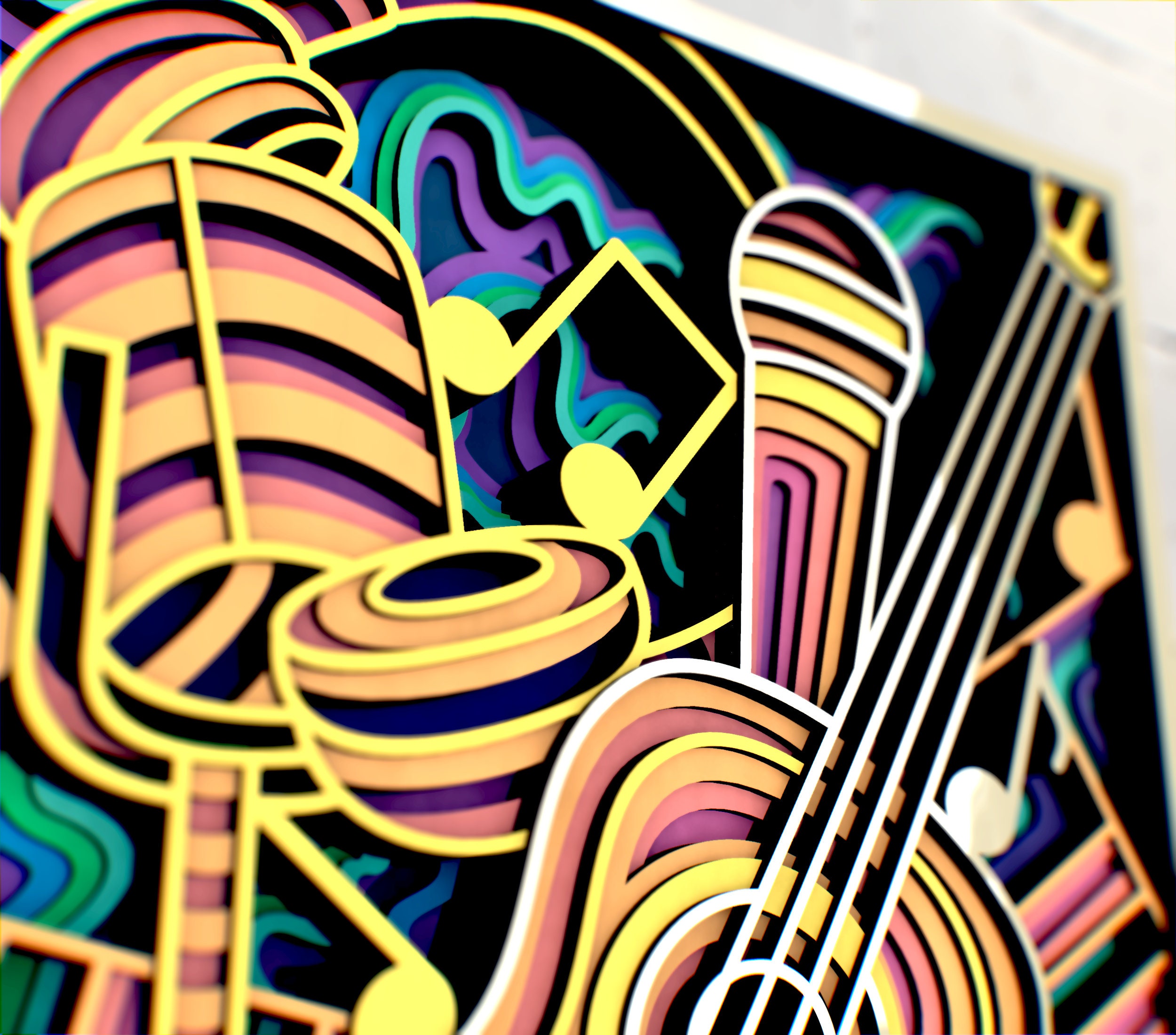 Musical Instruments 3D Mandala Svg Multilayer Panel for Laser | Etsy UK