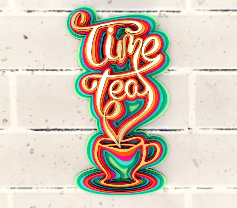 Tea Time 3D Zentangle Svg Multilayer Papercraft Files for - Etsy