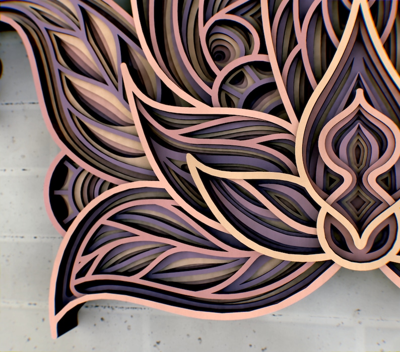 Lotus Banas Lotos- 3D Zentangle Art SVG ,DFX Multilayer Cutting Files ...