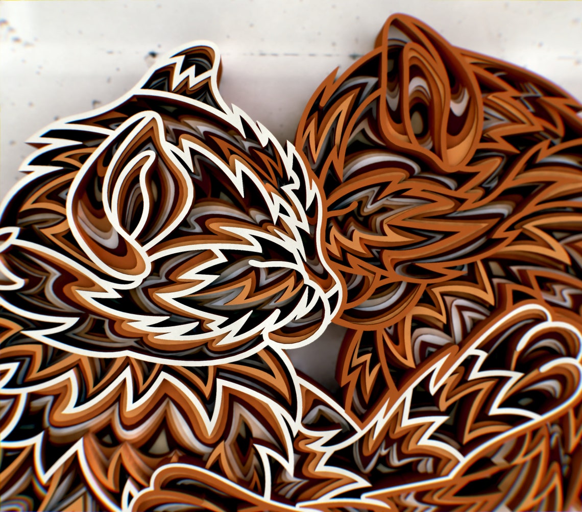 Cats Zentangle 3D Mandala Svg Files Multilayer Panel for - Etsy