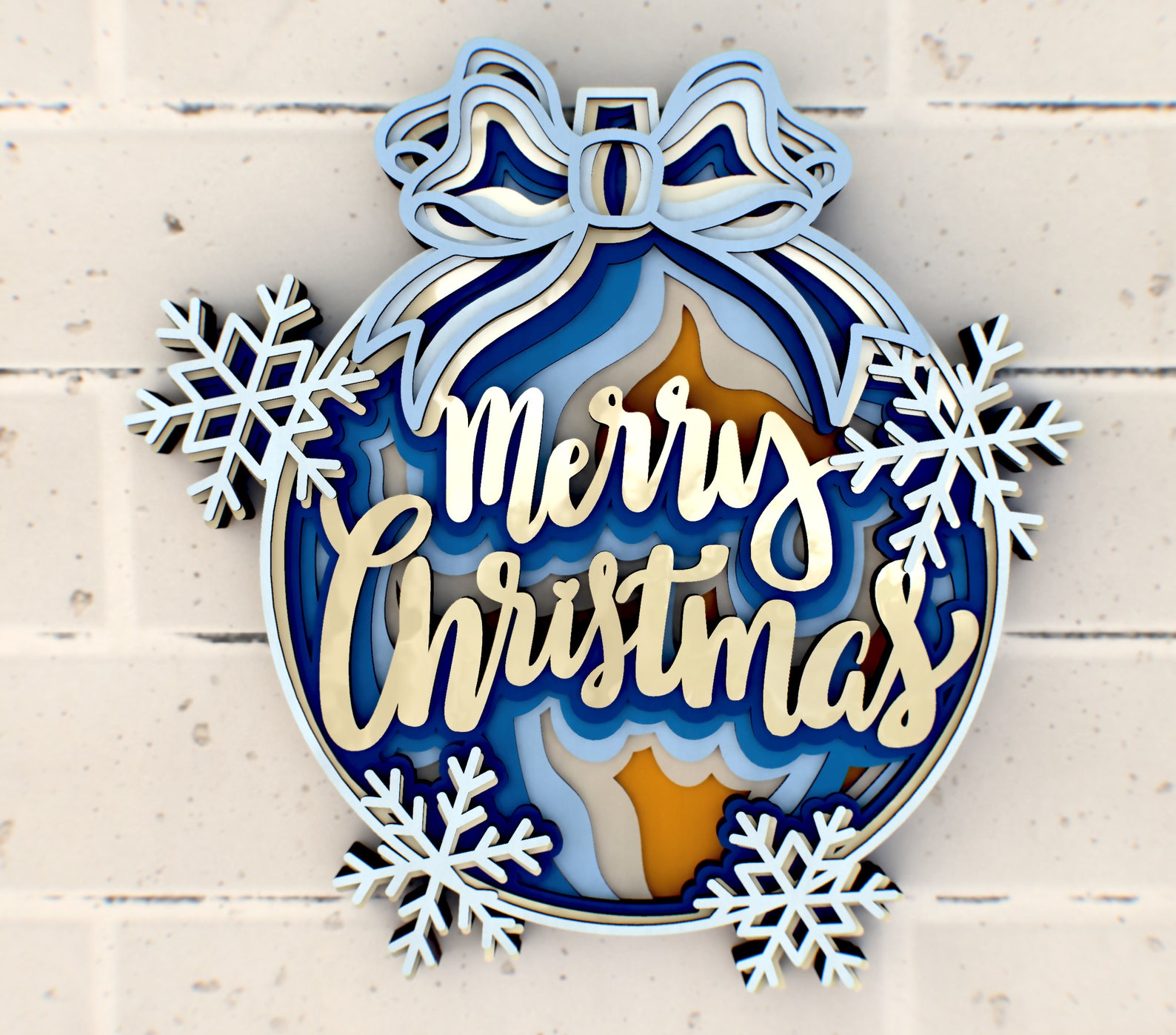 Christmas Ball Merry Christmas 3D Mandala — Multilayer Ornament SVG ...