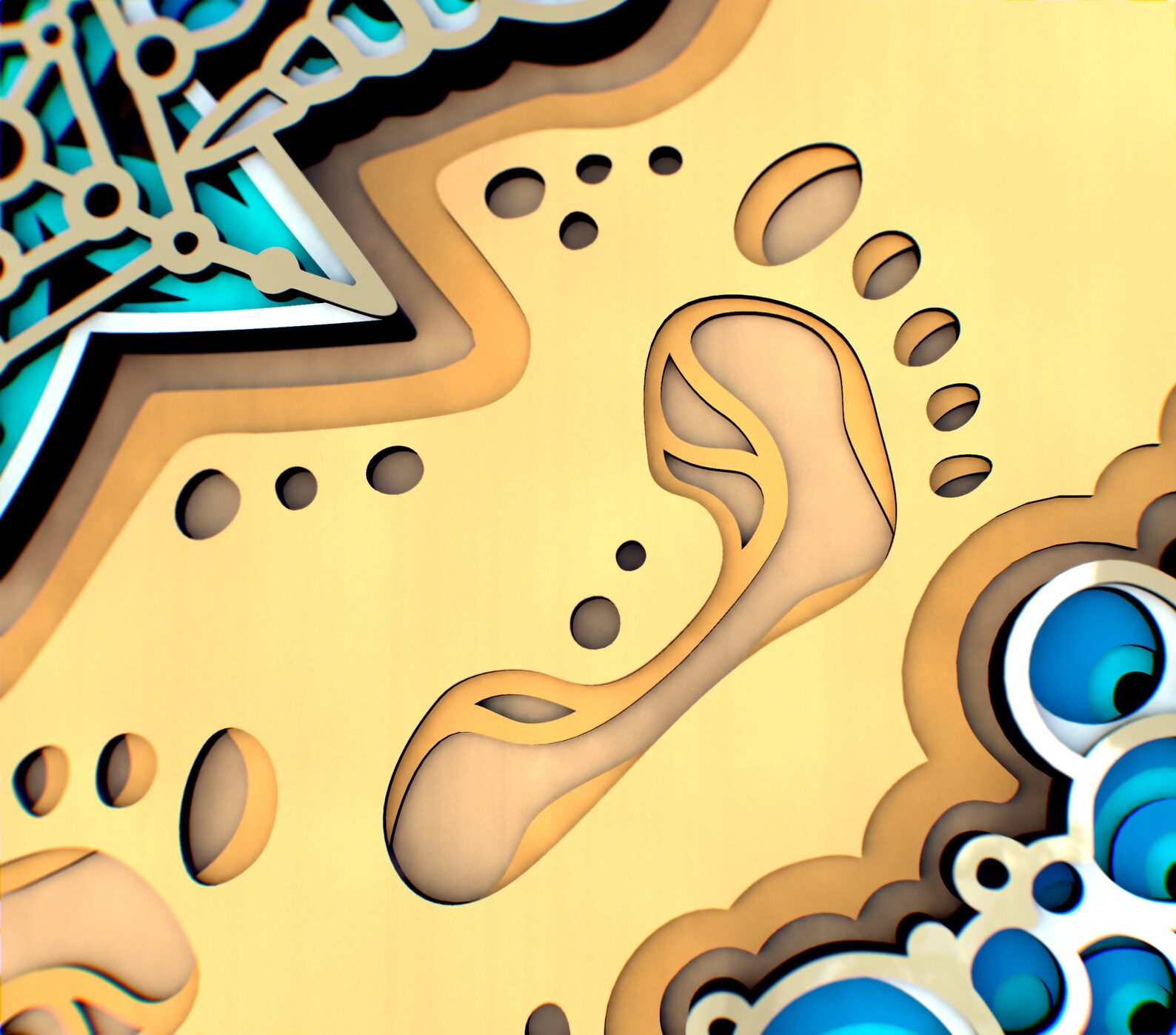 Footprints in the Sand 3D Svg Mandala Files, Multilayer Panel for Laser ...