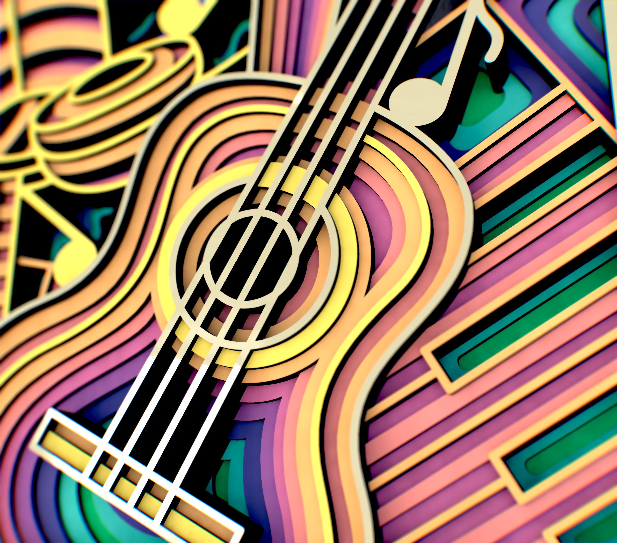 Musical Instruments 3D Mandala Svg Multilayer Panel for Laser - Etsy UK