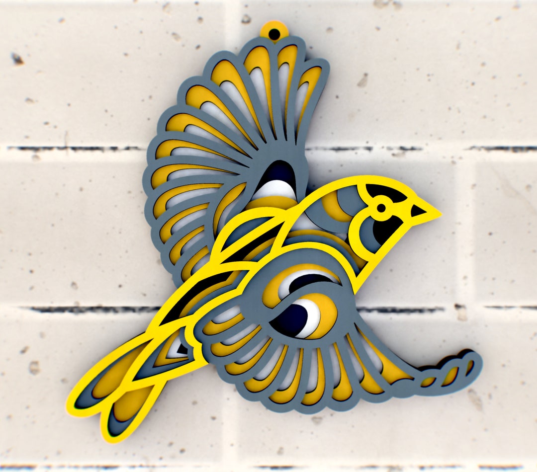 Bird Goldfinch 3D Mandala SVG Files, New Year Decoration Laser Cutting ...