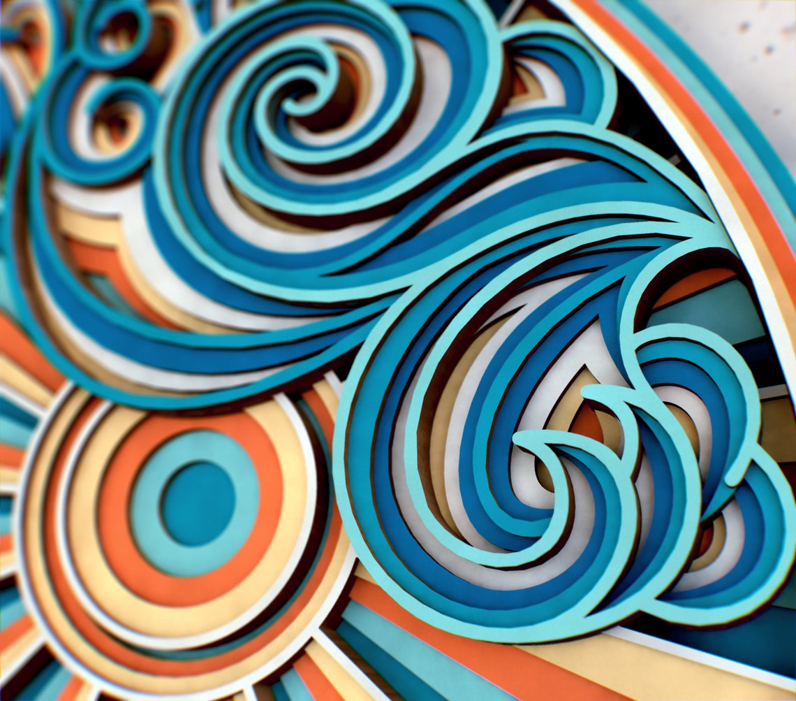Sea Wave 3D Zentangle Svg Files Multilayer Panel for Laser - Etsy Canada