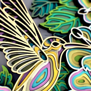 Hummingbird Colibri 3D Mandala Svg Files, Multilayer Panel for Laser ...