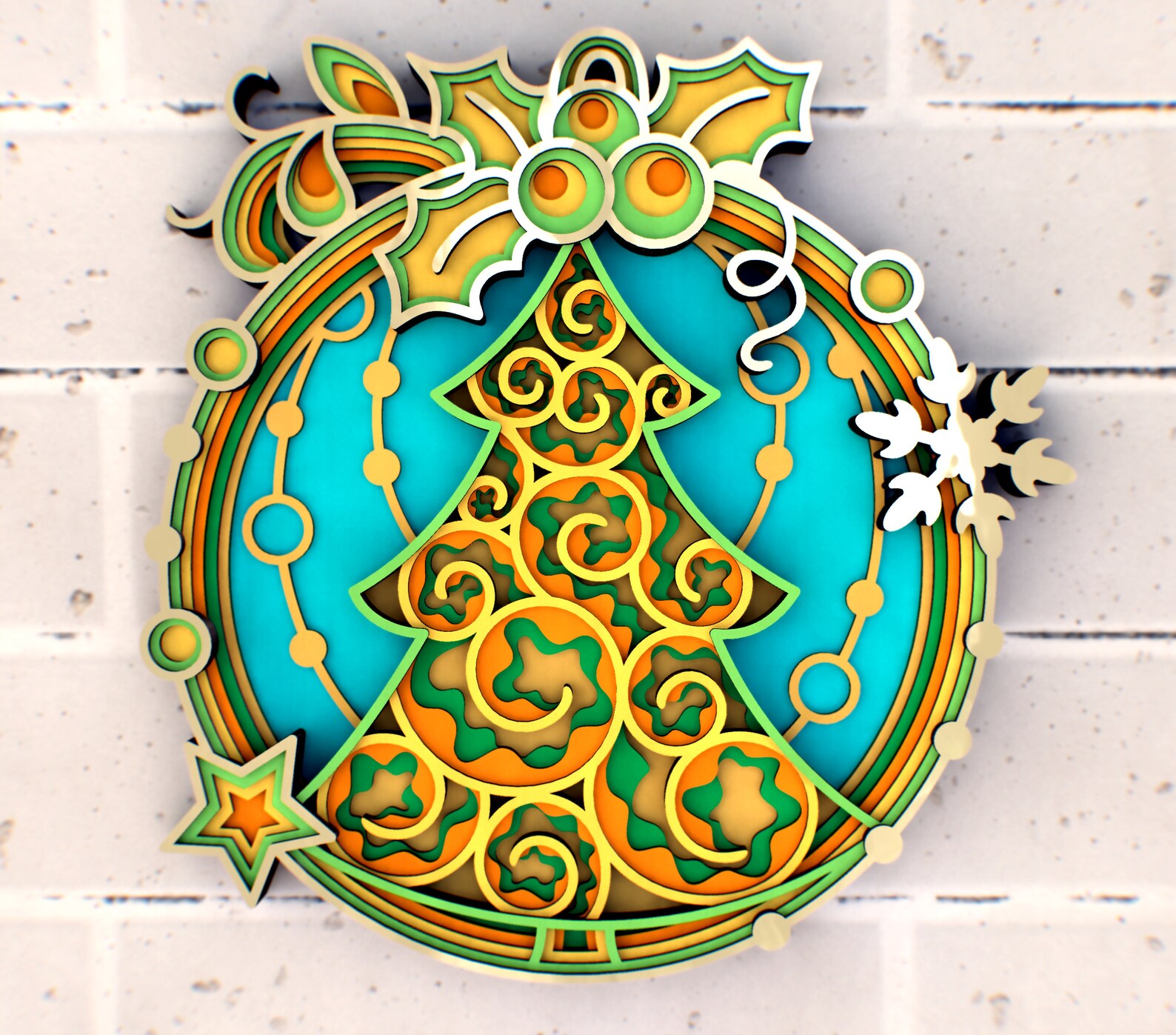 Christmas Tree Ball 3D Mandala Svg Files, Multilayer Panel for Laser ...