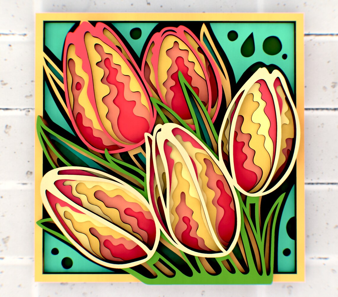 Tulip 3D Zentangle Svg Multilayer Papercraft Files for - Etsy