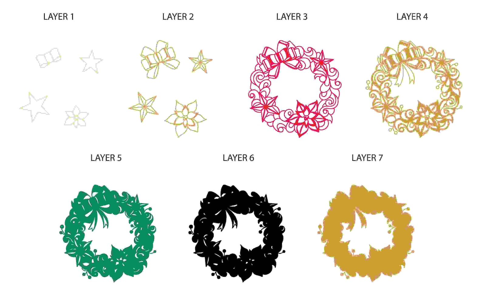 Christmas Wreath 3D Zentangle Svg Files Multilayer Panel for - Etsy