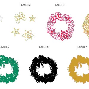 Christmas Wreath 3D Zentangle Svg Files, Multilayer Panel for Laser ...