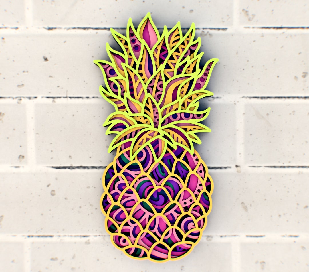 Pineapple 3D Mandala SVG Files, New Year Decoration Laser Cutting Plans ...