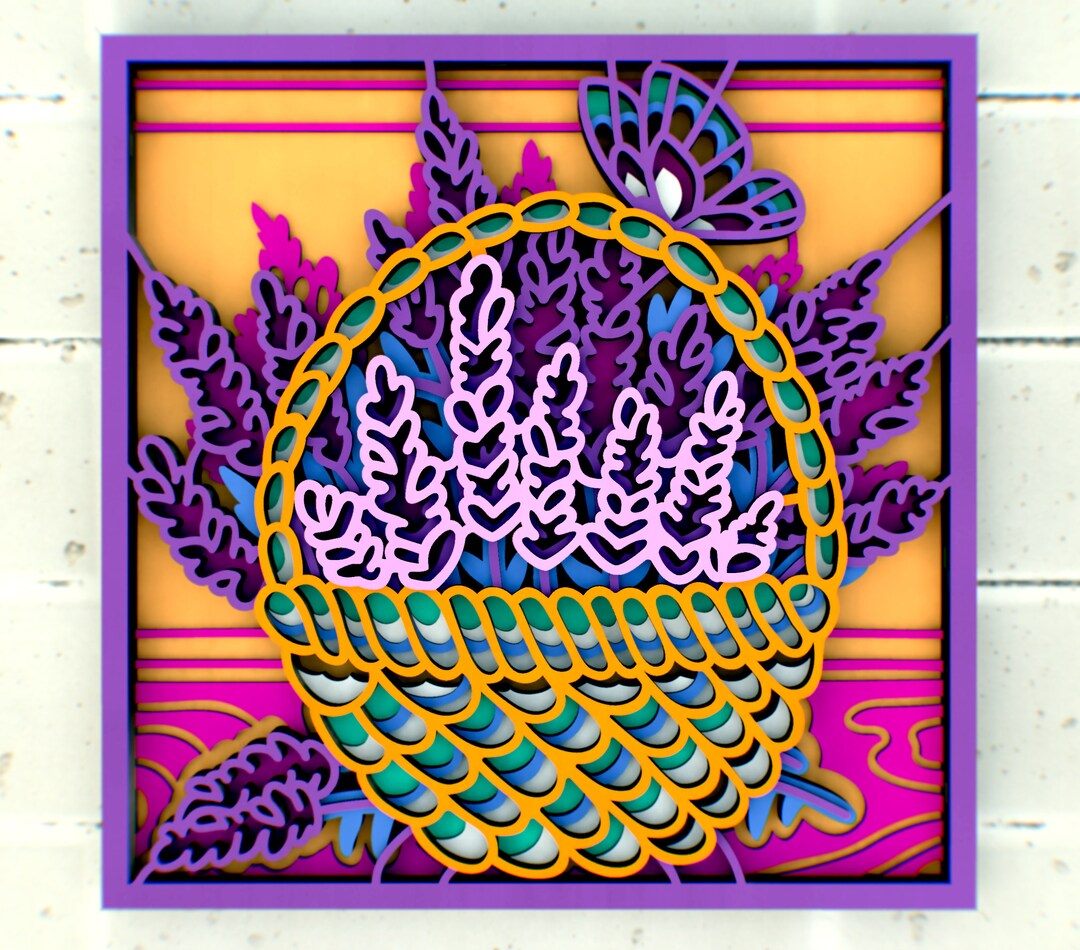 Lavender in a Basket 3D Svg Mandala Files, Multilayer Panel for Laser ...