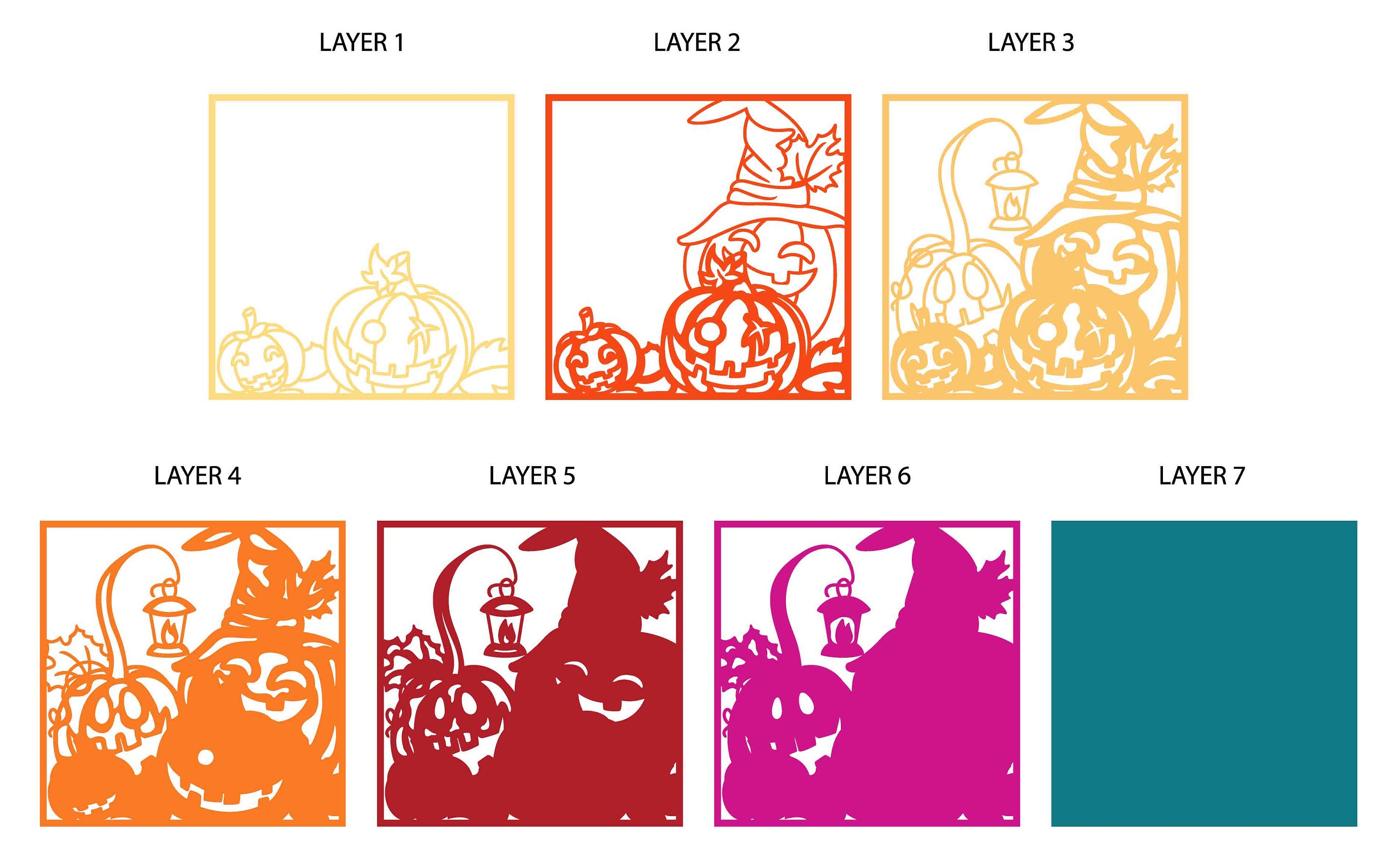 Pumpkin Family Halloween 3D Mandala Svg Files for Silhouette - Etsy